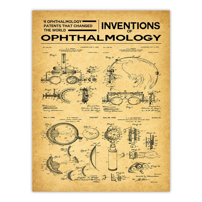 Ophthalmology Patent Art Print: Vintage Optometry Decor, Medical ...