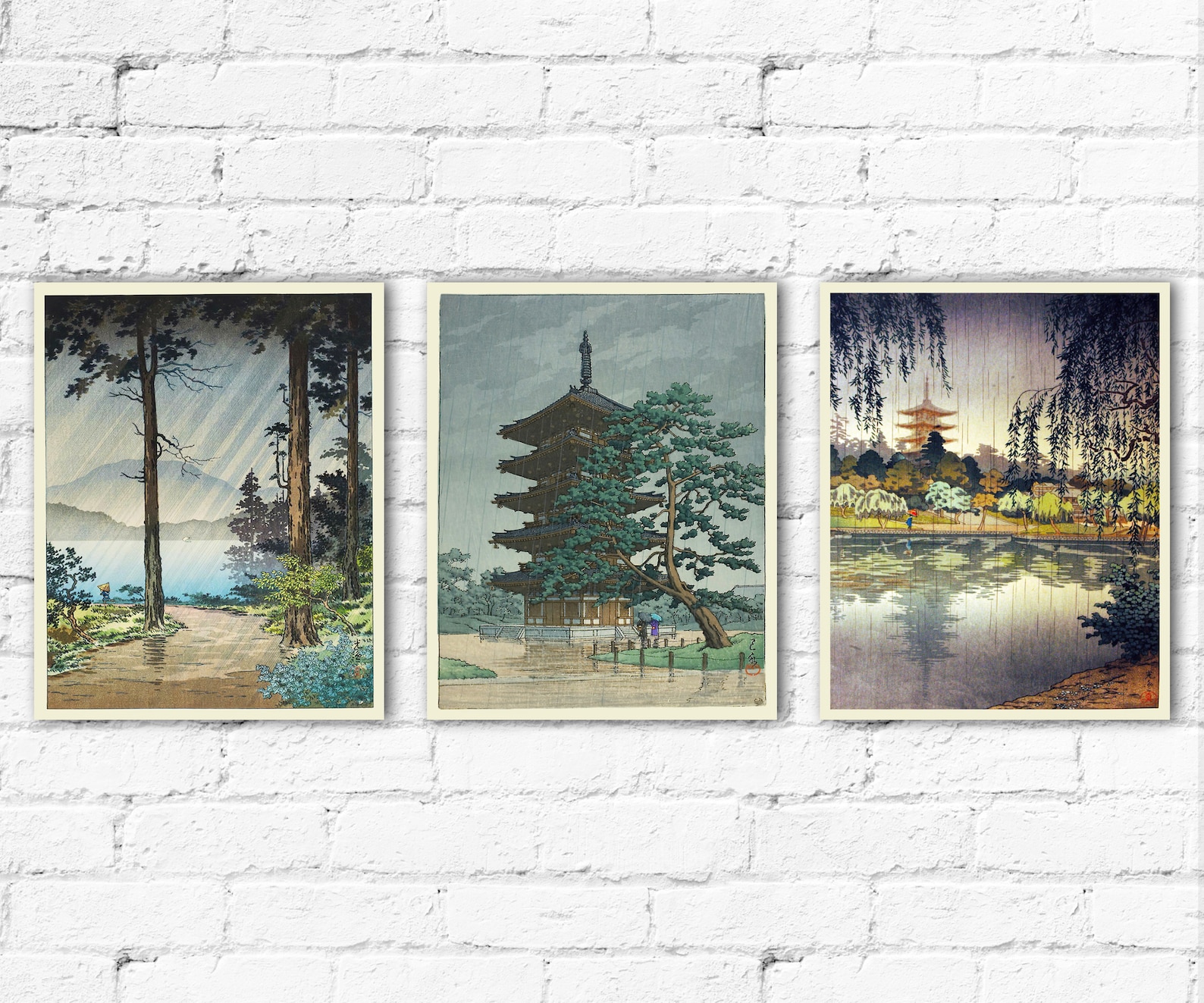 Japanese Woodblock Prints Set of 3 Japan Posters | Etsy