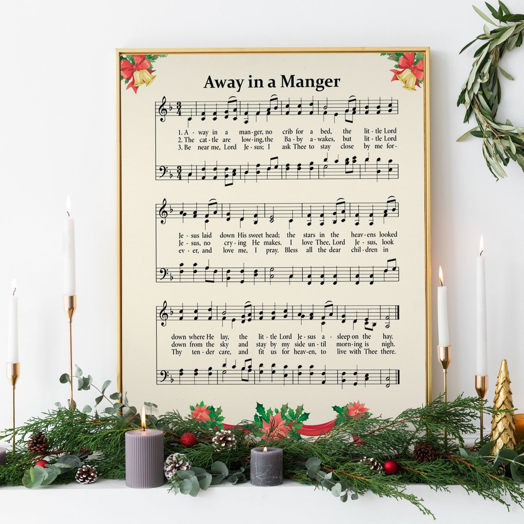 Away in a Manger Hymn Sheet Music Poster Christmas Wall Decor - Etsy