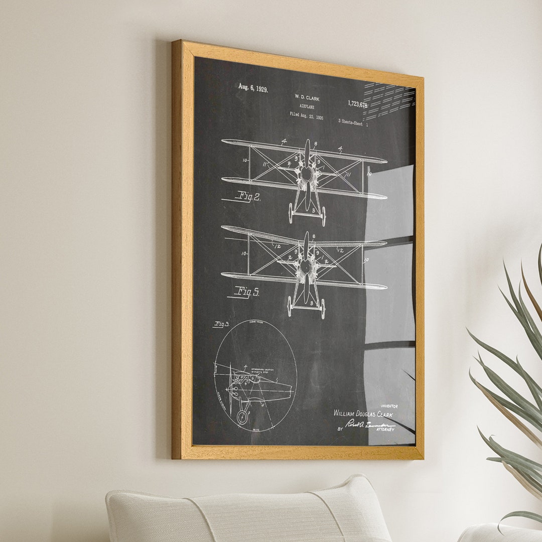 1925 Airplane Blueprint Poster: Ideal Pilot and Aviation Enthusiast ...