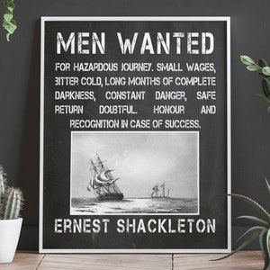 Ernest Shackleton Men Wanted Poster Antarctica Expedition Poster - Etsy