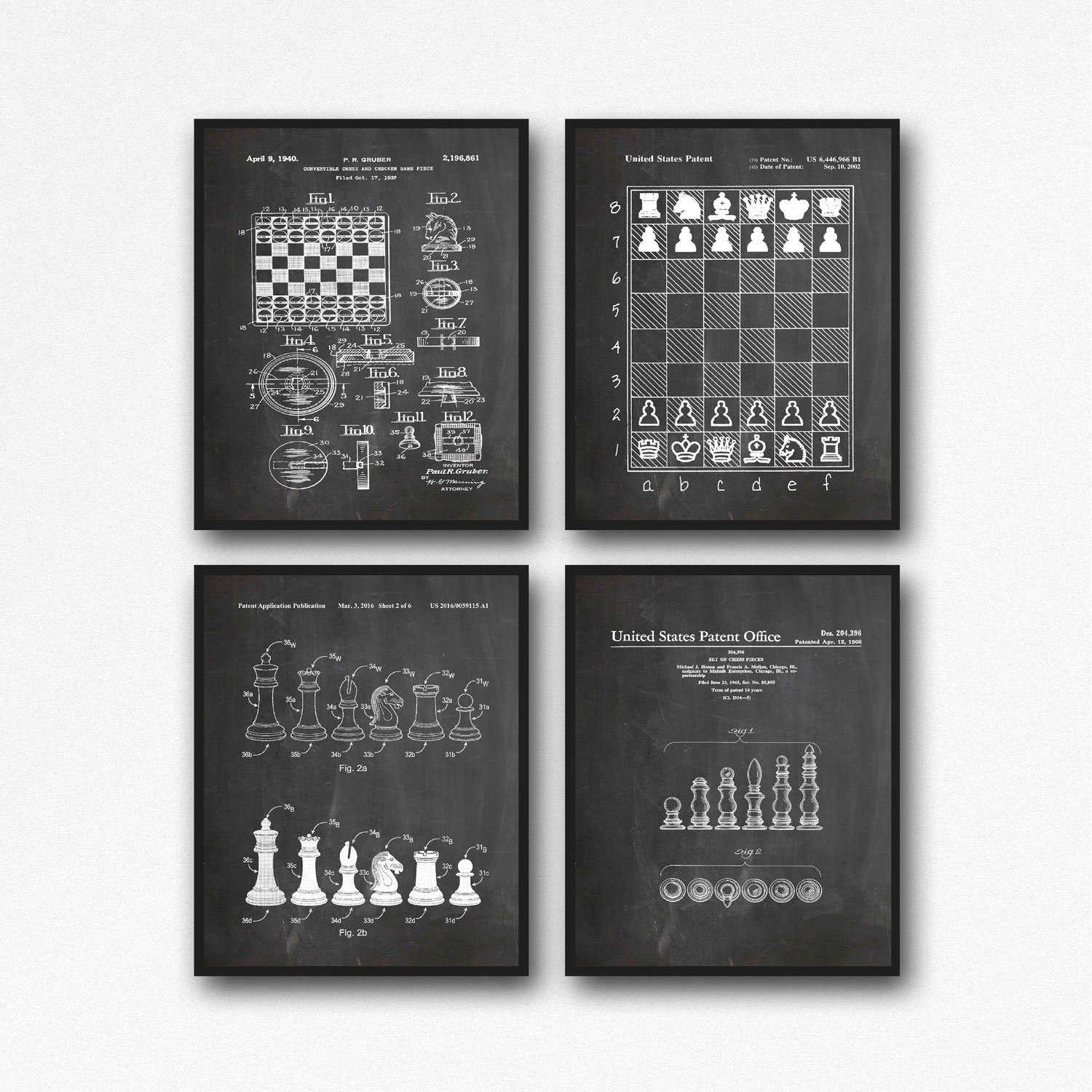 Chess Set of Chess Posters Chess Decor WB499-502 | Etsy UK