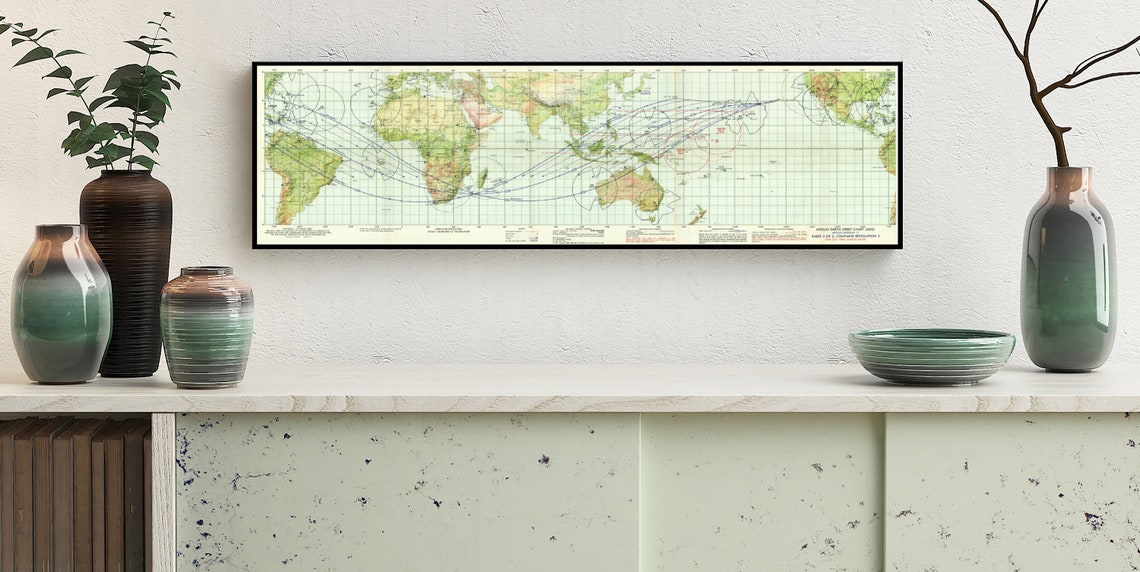 Apollo 11 Earth Orbit Chart 3 AEO Chart 1969 Moon Landing Map - Etsy