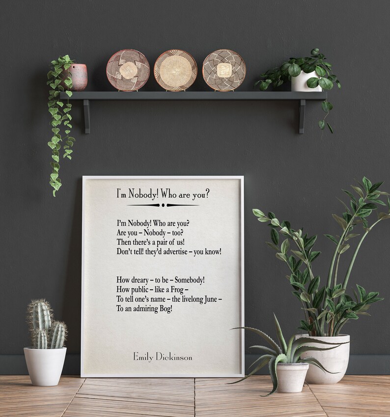 I'm A Nobody Who Are You Poem by Emily Dickinson Poetry - Etsy