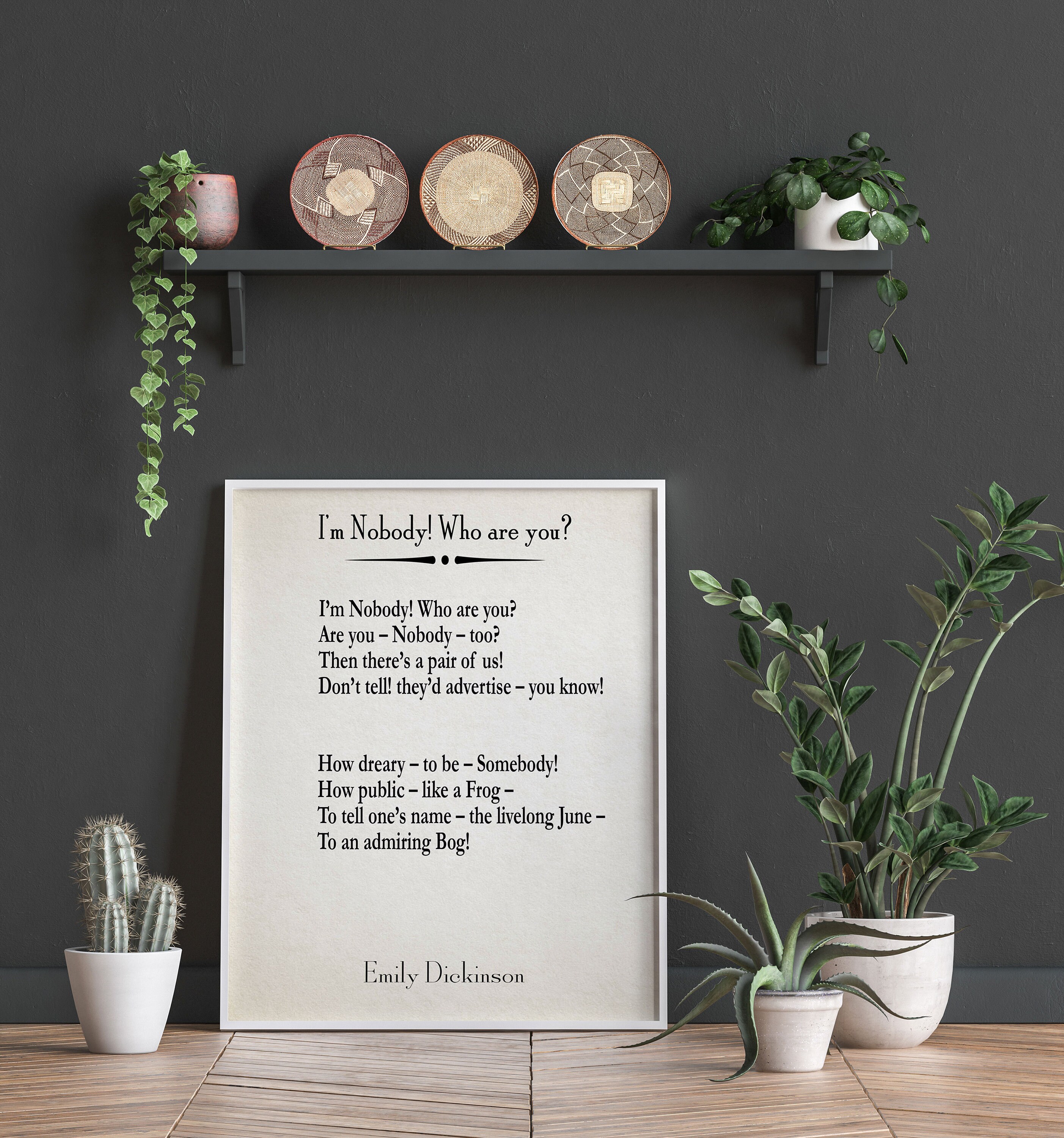 I'm A Nobody Who Are You Poem by Emily Dickinson Poetry - Etsy