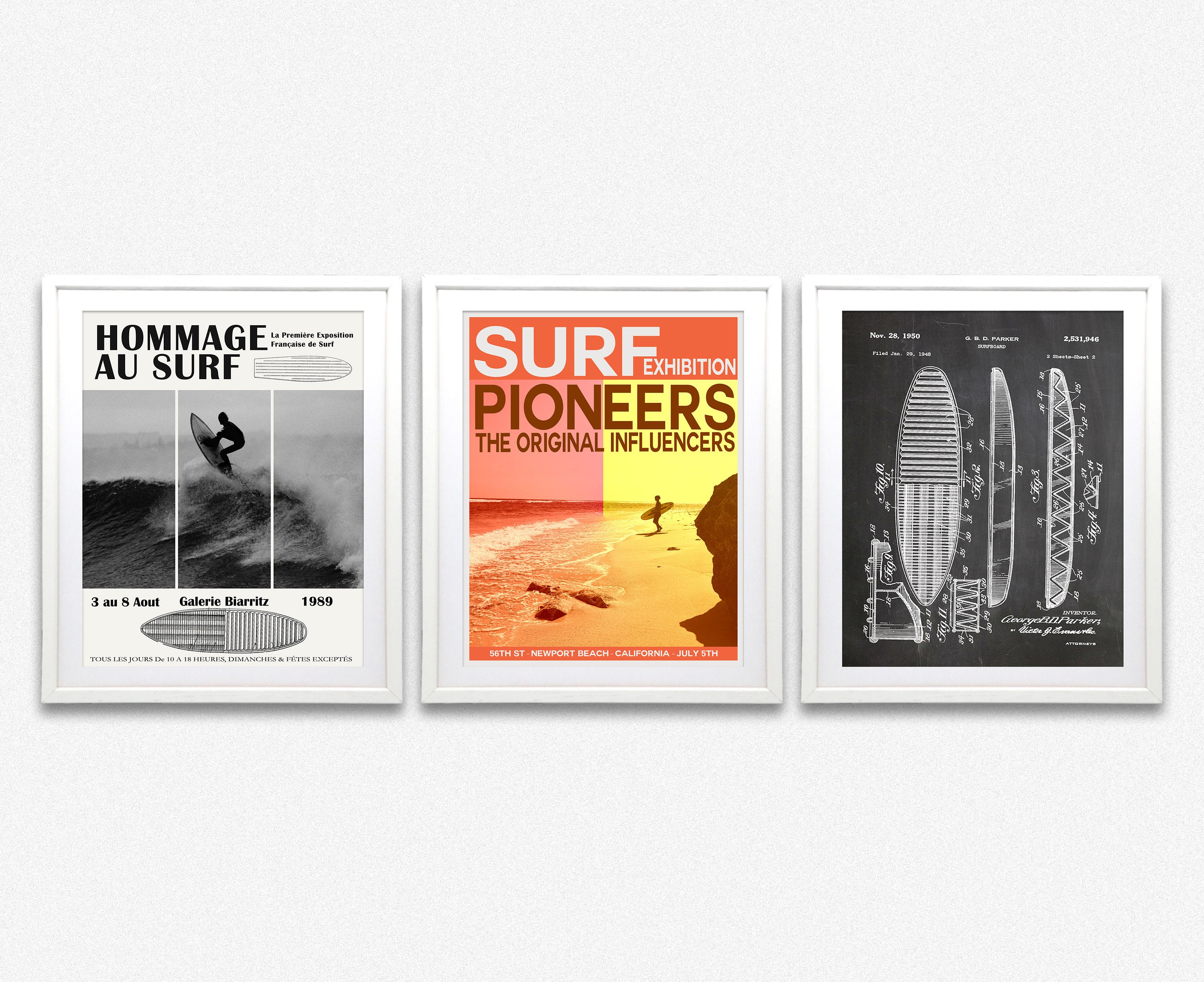 Surfing Posters Set of 3 Surf Prints High Definition Art | Etsy