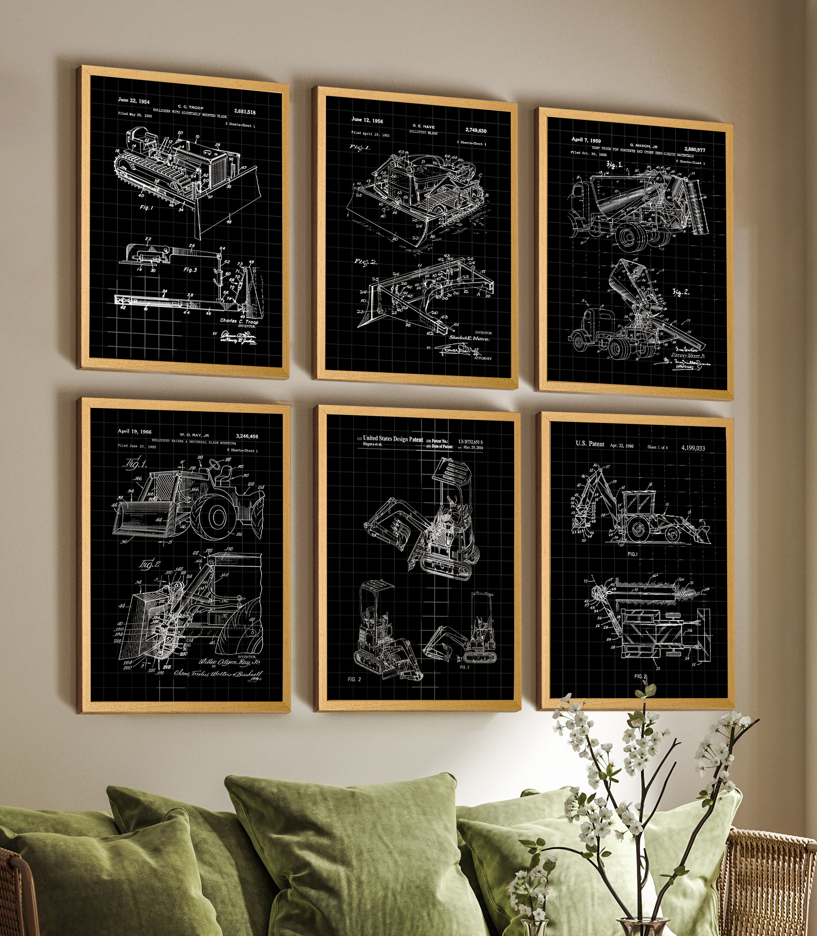 Construction Equipment Patent Art Prints - Mid-century Engineering Set ...