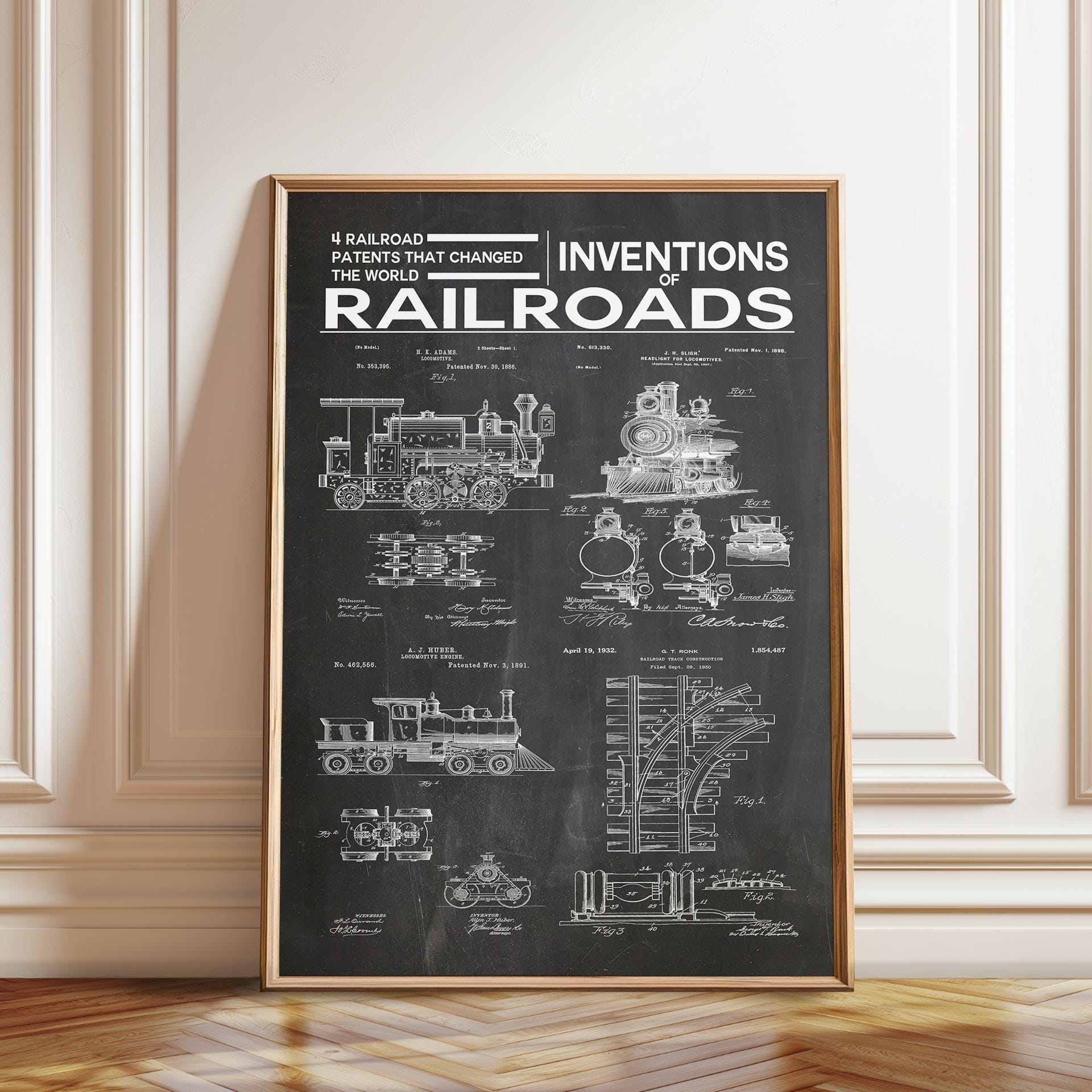 Railroad Patent Art Print: Vintage Train Inventions, Home & Office ...