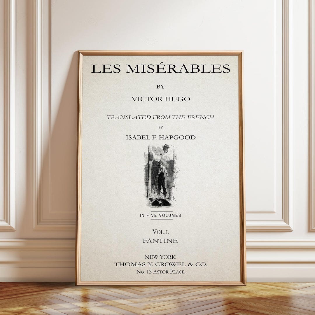 Les Miserables Title Page Victor Hugo Book Page Print – Poster, Framed ...