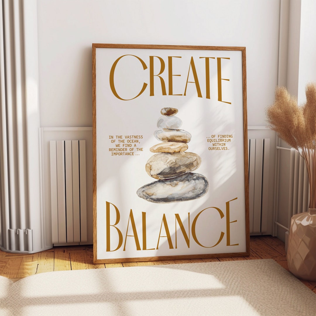 Create Balance Poster – Zen Stone Art Print – Inspirational Meditation ...
