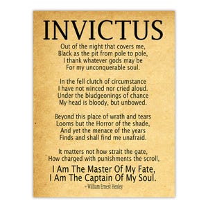 Invictus Poem Art Print: William Ernest Henley Typography Poster - Etsy