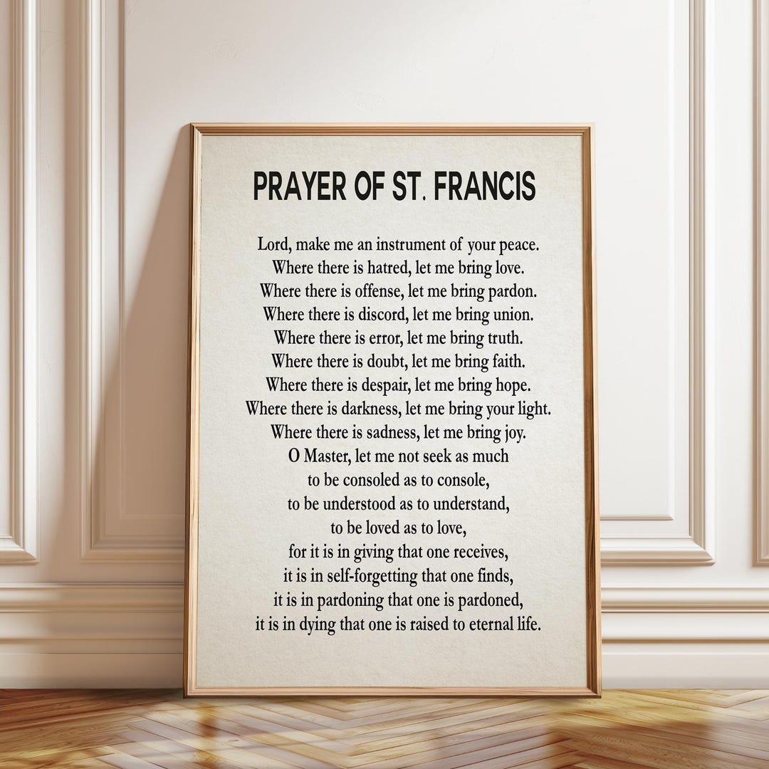 St. Francis Prayer Poster: Christian Scripture Art, Minimalist Decor - Etsy