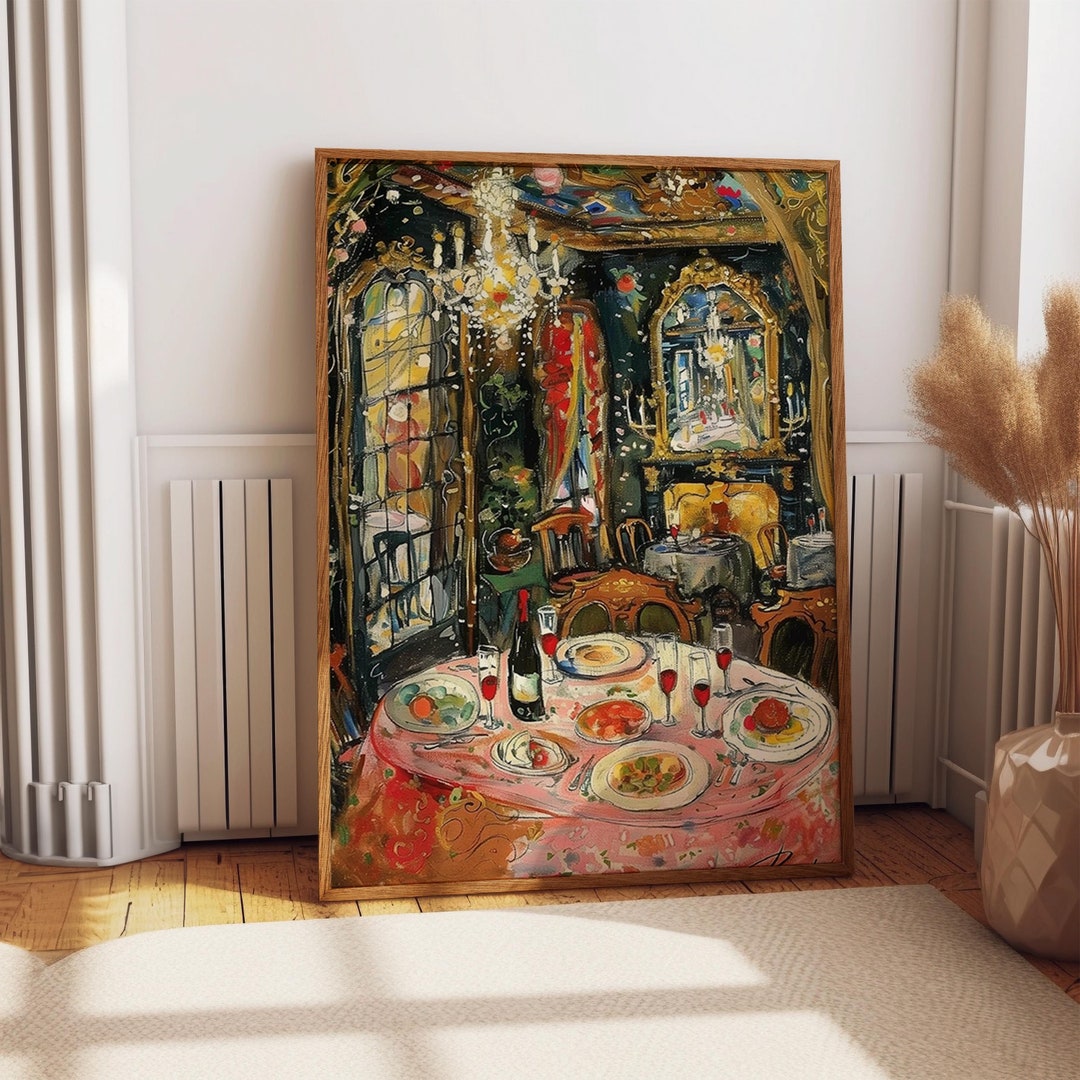 Fine Dining Artwork Wall Decor - Dining Setting Print Opulent ...