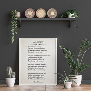 Adlestrop by Edward Thomas 1914 Poetry Poster Poetry Decor Theme of ...