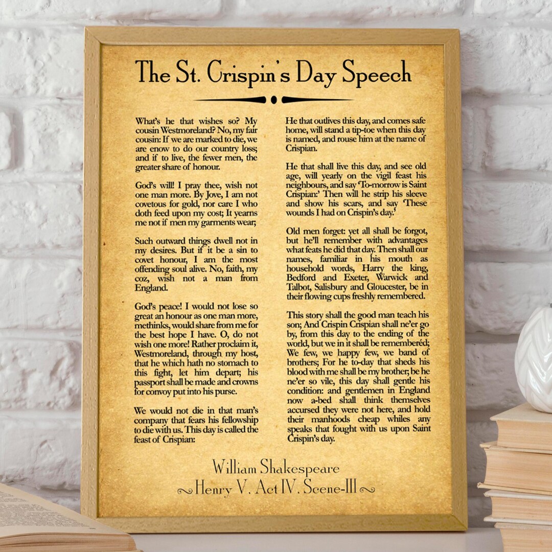 William Shakespeare Quote St. Crispin's Day Speech Brainy Quote - Etsy
