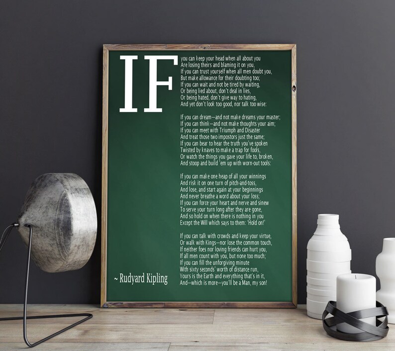 Buy IF Poem Art Print IF Poem by Rudyard Kipling Art Print IF Online in ...