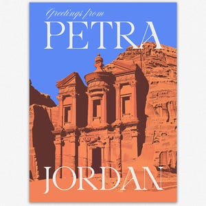 Petra Jordan Travel Poster - Ancient Middle East Archaeological Site ...