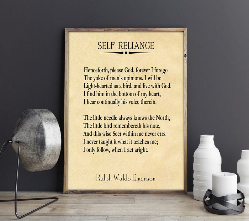 Self Reliance Poem Self Reliance by Ralph Waldo Emerson Quote | Etsy