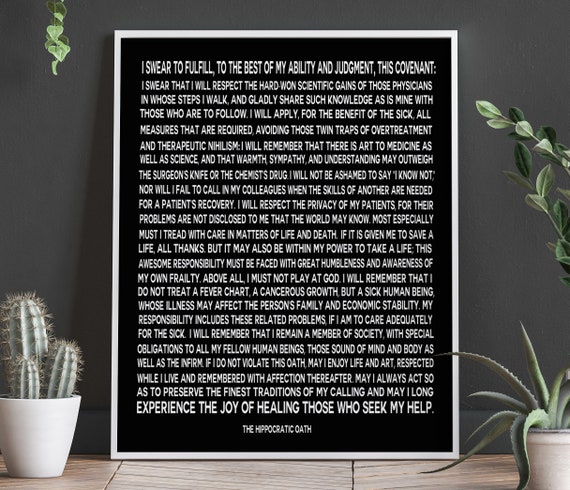 Doctor Oath Hippocratic Oath Doctor Gift Medical Graduation - Etsy