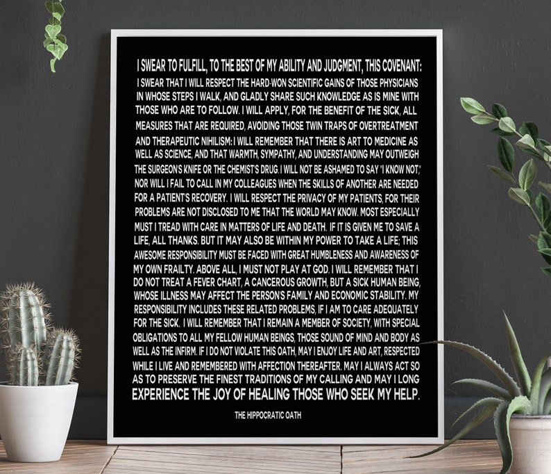 Doctor Oath Hippocratic Oath Doctor Gift Medical Graduation - Etsy