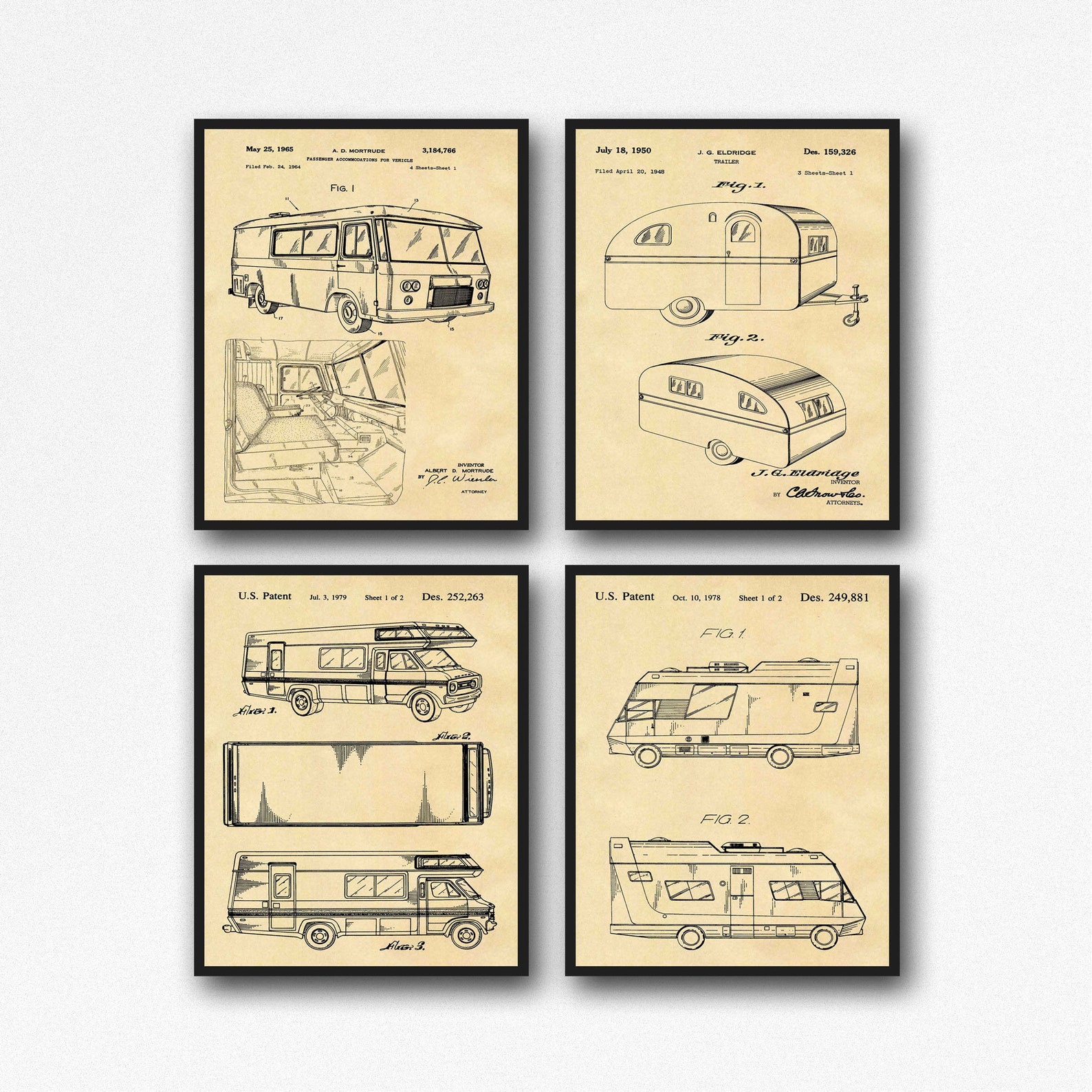 4 Camper Van Posters RV Travel Posters Set of 4 - Etsy