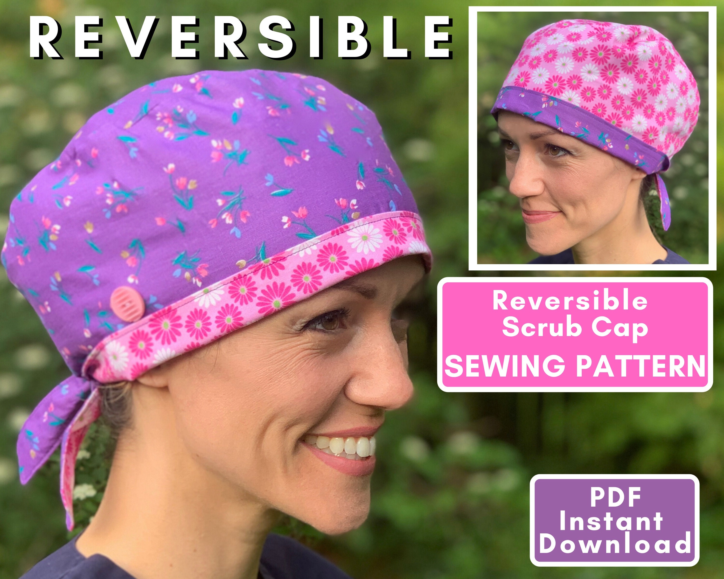 Surgical Cap PATTERN PDF Reversible Surgical Cap Sewing | Etsy