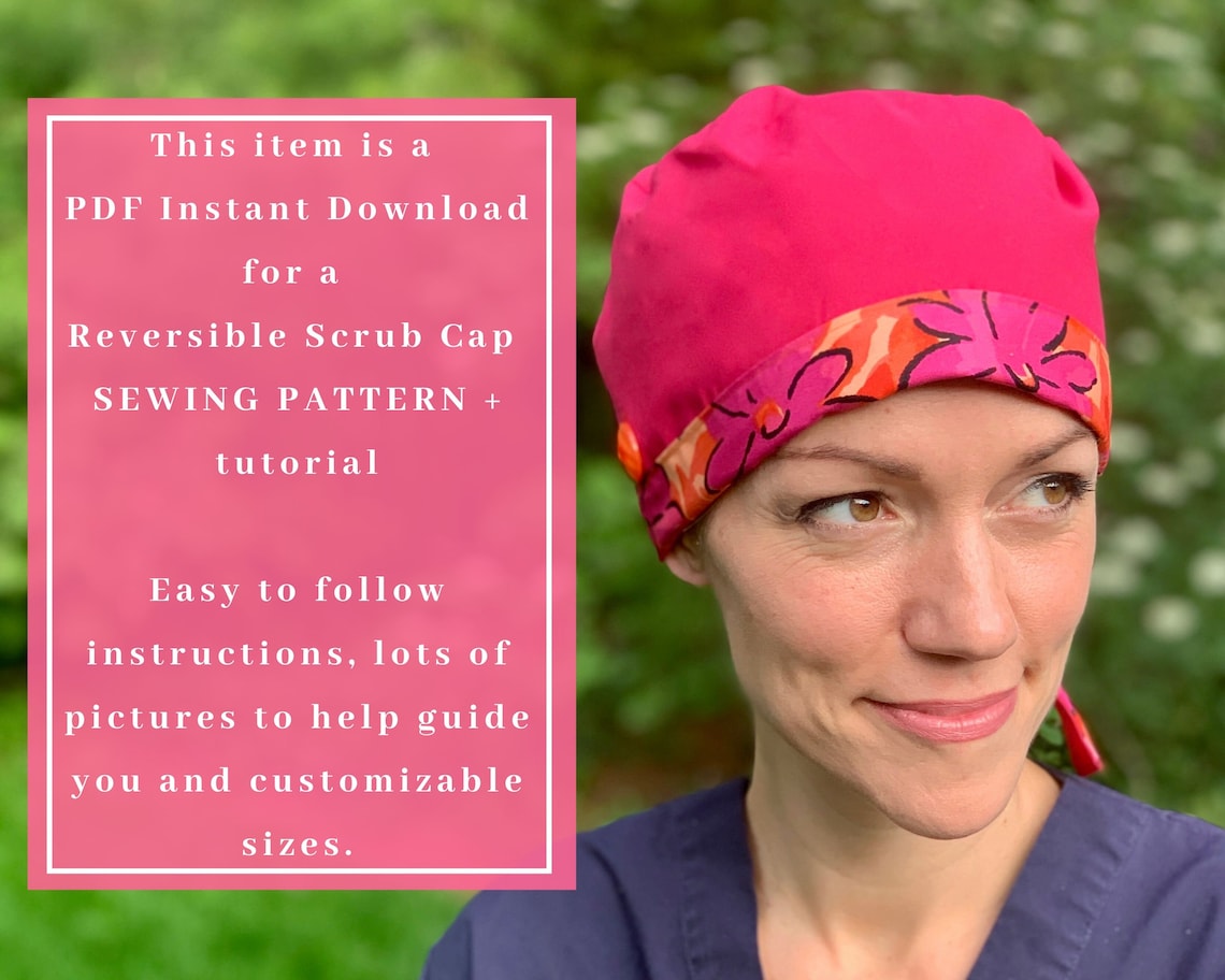 Scrub Hat PATTERN PDF Reversible Scrub Cap Sewing Pattern - Etsy