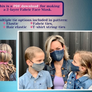 Face Mask PATTERN PDF, Fabric Mask Pattern PDF Download, Face Mask ...