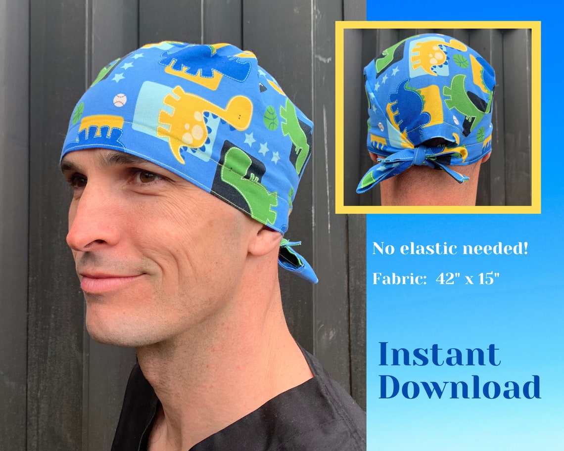 Surgical Cap SEWING PATTERN No Elastic PDF, Mens Scrub Cap Sewing ...