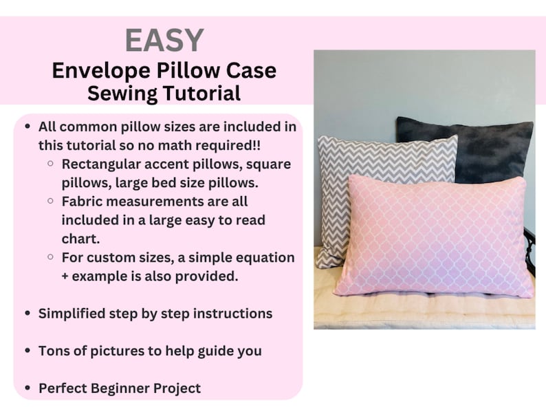 EASY Pillow Case Sewing Tutorial Envelope Pillow Case Cover - Etsy