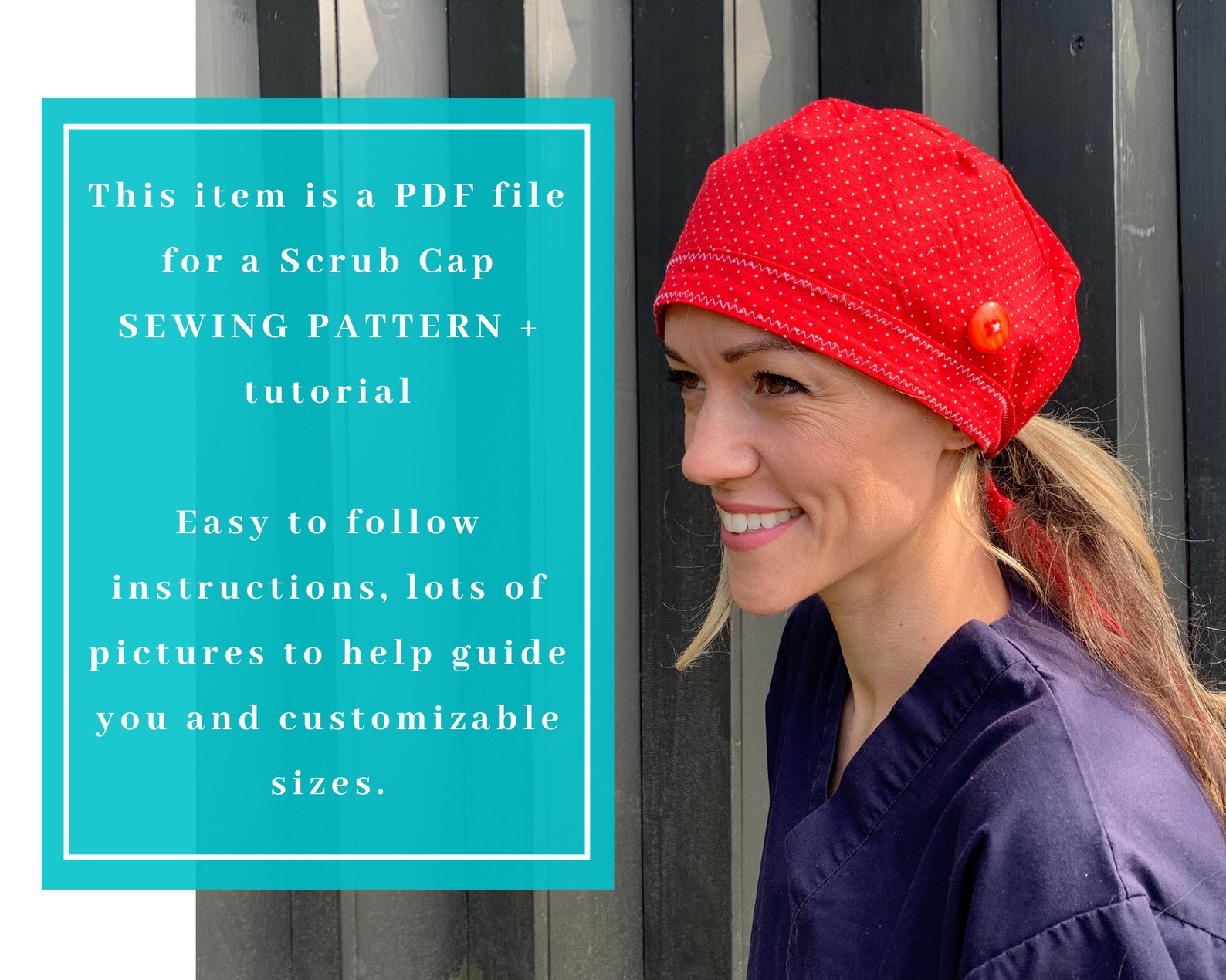 Scrub Hat SEWING PATTERN No Elastic PDF, Surgical Cap Pattern, Scrub ...