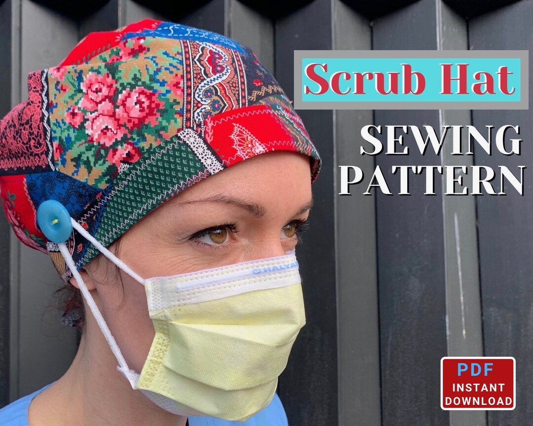 Scrub Hat SEWING PATTERN PDF, Surgical Cap Sewing Pattern, Scrub Cap ...