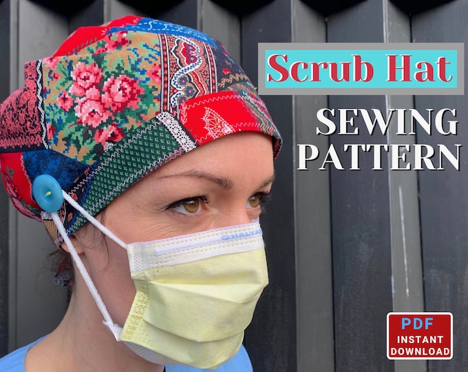 Scrub Hat SEWING PATTERN PDF, Surgical Cap Sewing Pattern, Scrub Cap ...