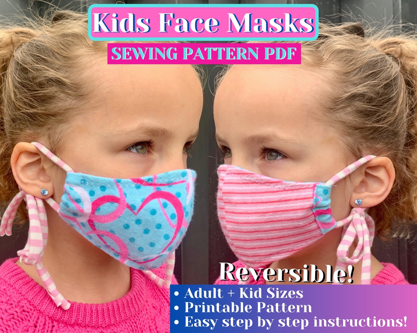 Kids Face Masks PATTERN PDF Face Mask Sewing Pattern Adult - Etsy