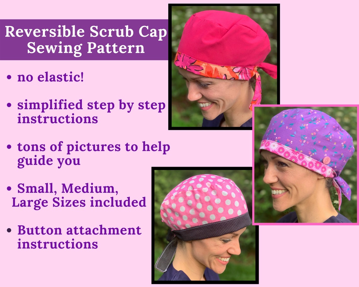 Surgical Cap PATTERN PDF Reversible Surgical Cap Sewing | Etsy