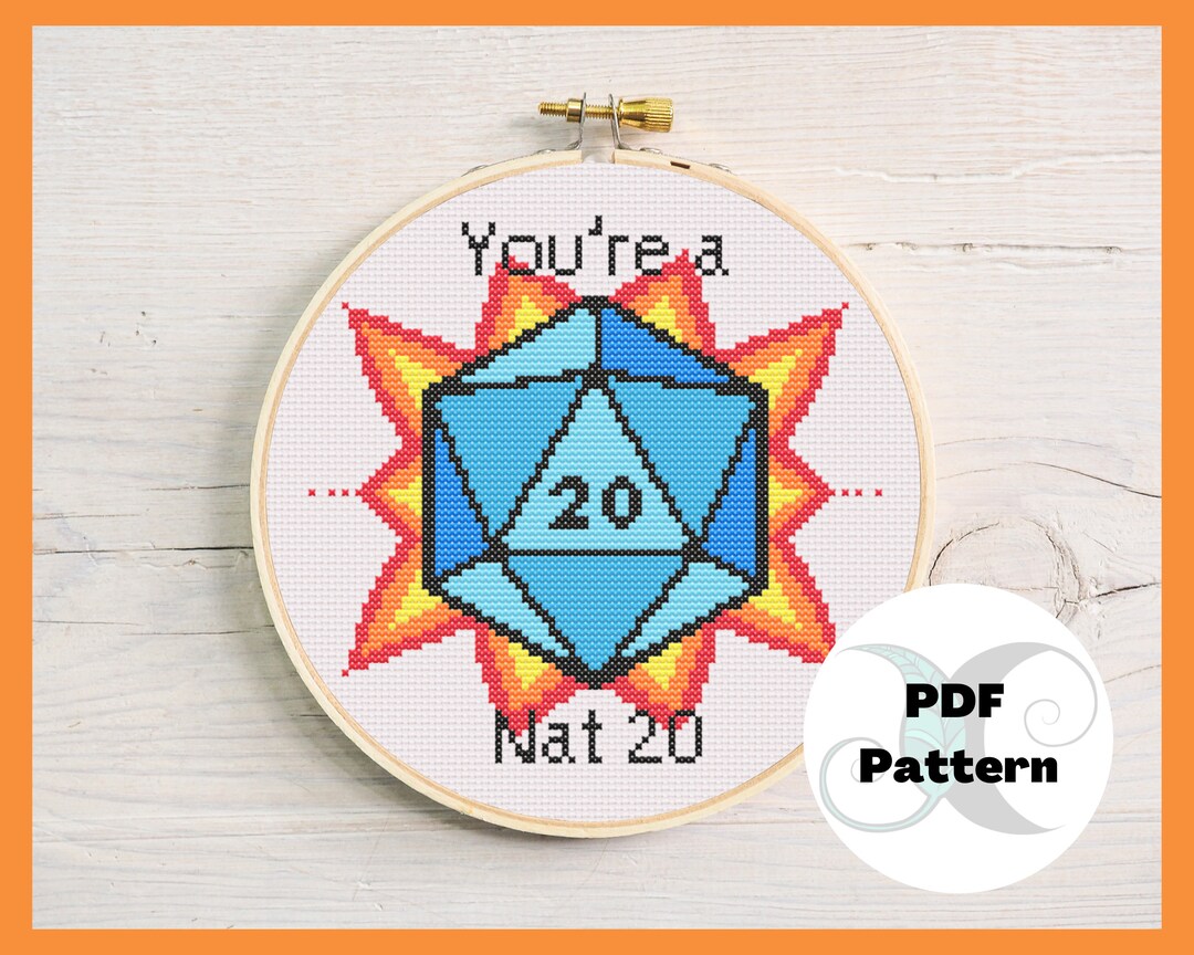 You're a Nat 20 | Dnd Dice | Nerdy Cross Stitch Pdf Pattern | Beginner ...