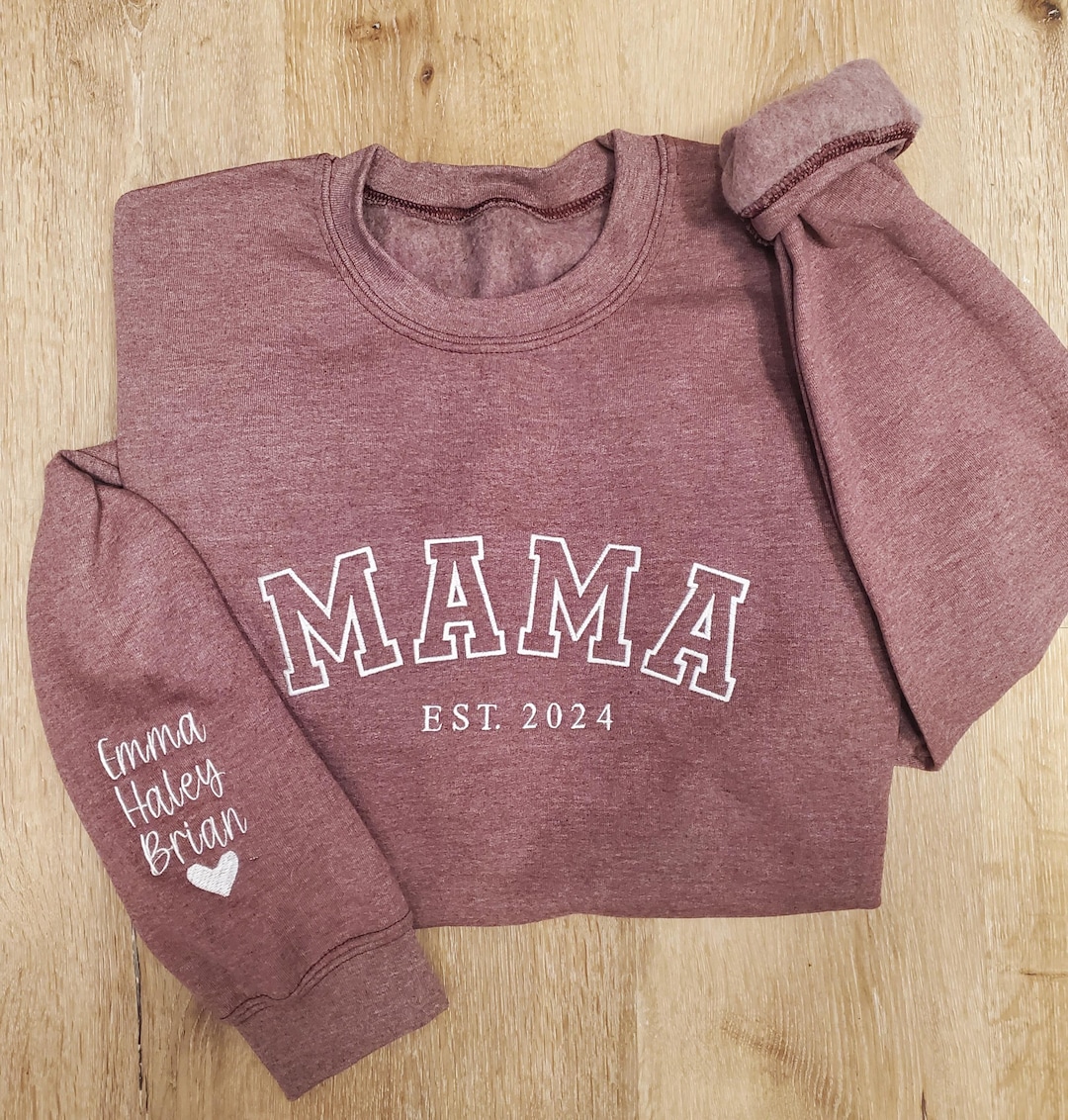 Custom Embroidered Mama Sweatshirt, Personalized Mom Hoodie With Names ...