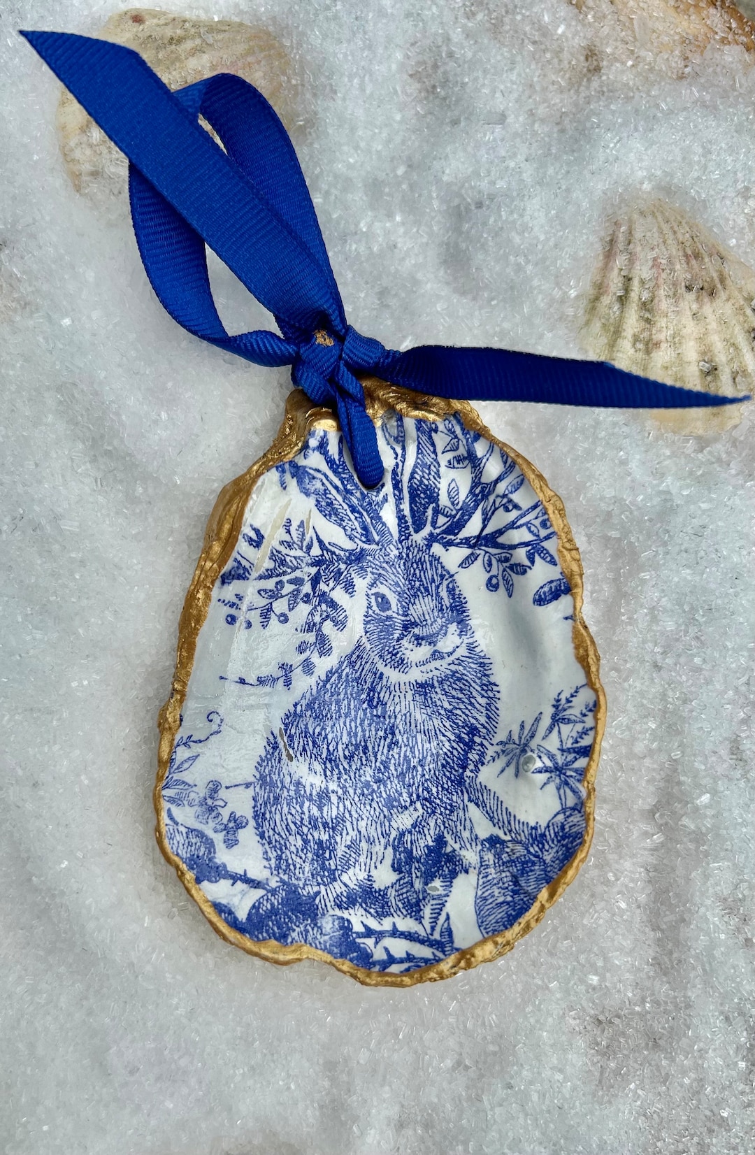 Easter Decoupage Bunny . Decoupage Rabbit . Blue and White Decor ...