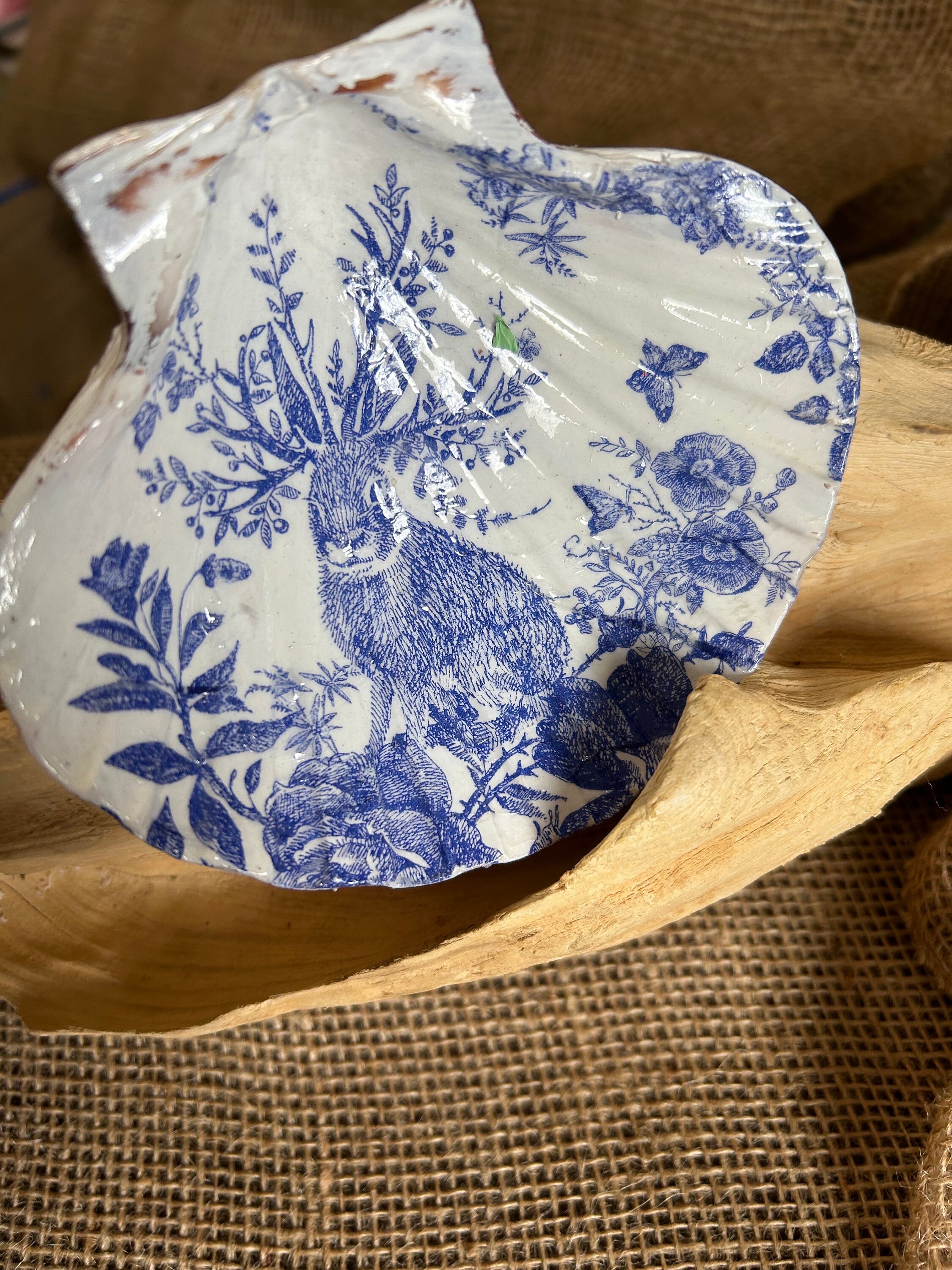 Easter Decoupage Bunny . Decoupage Rabbit . Blue and White Decor ...