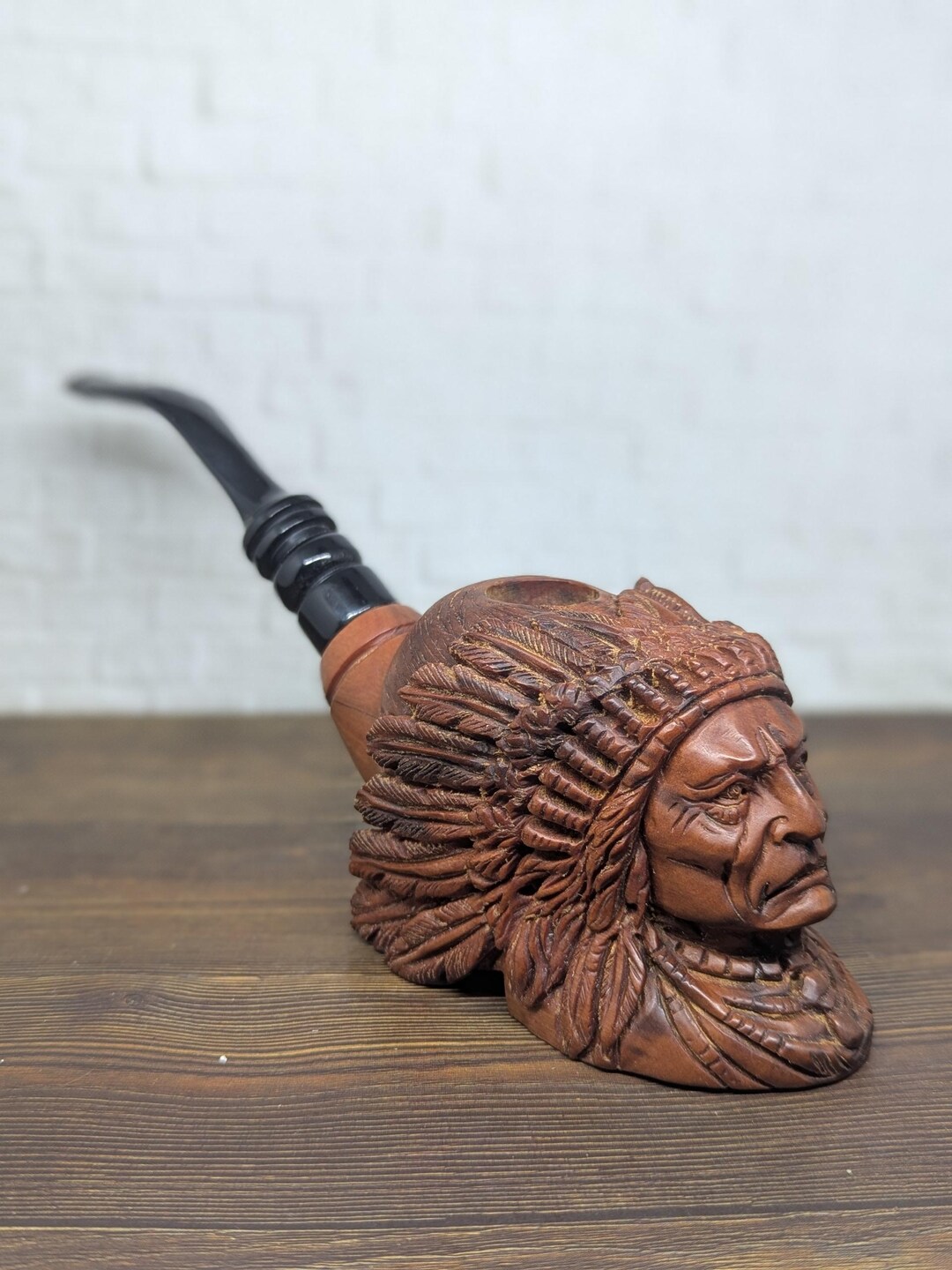 Indian Chief Head Tobacco Smoking Pipe From Sapodilla Wood Carved - Etsy