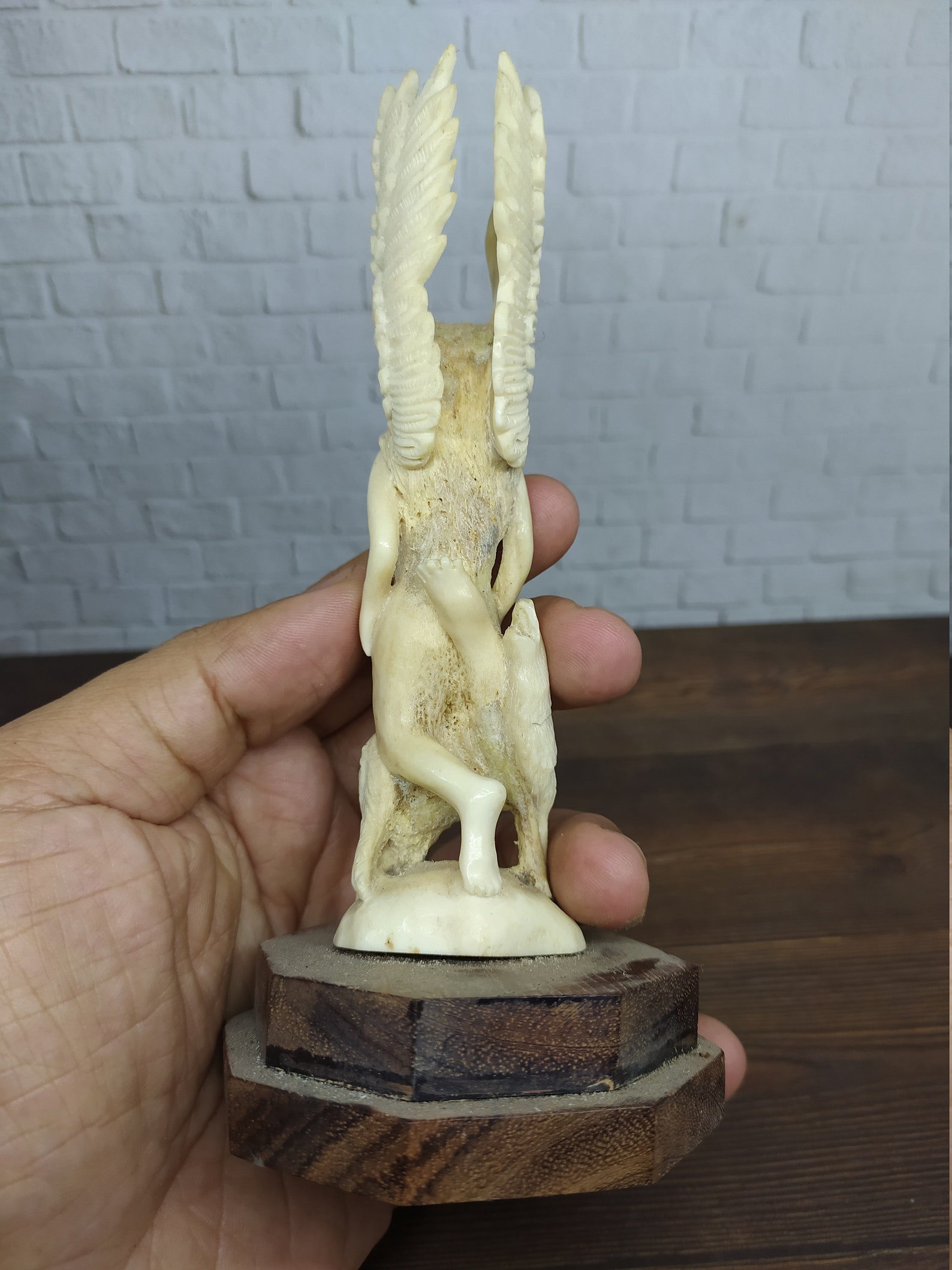 Angel and Wolf Statue From Deer Antler Carved | Etsy