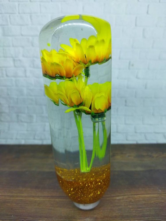 Underwater Yellow Sunflower Sun Flower Gear Shift Knob Acrylic Resin a339 thread 12x1 25 Etsy