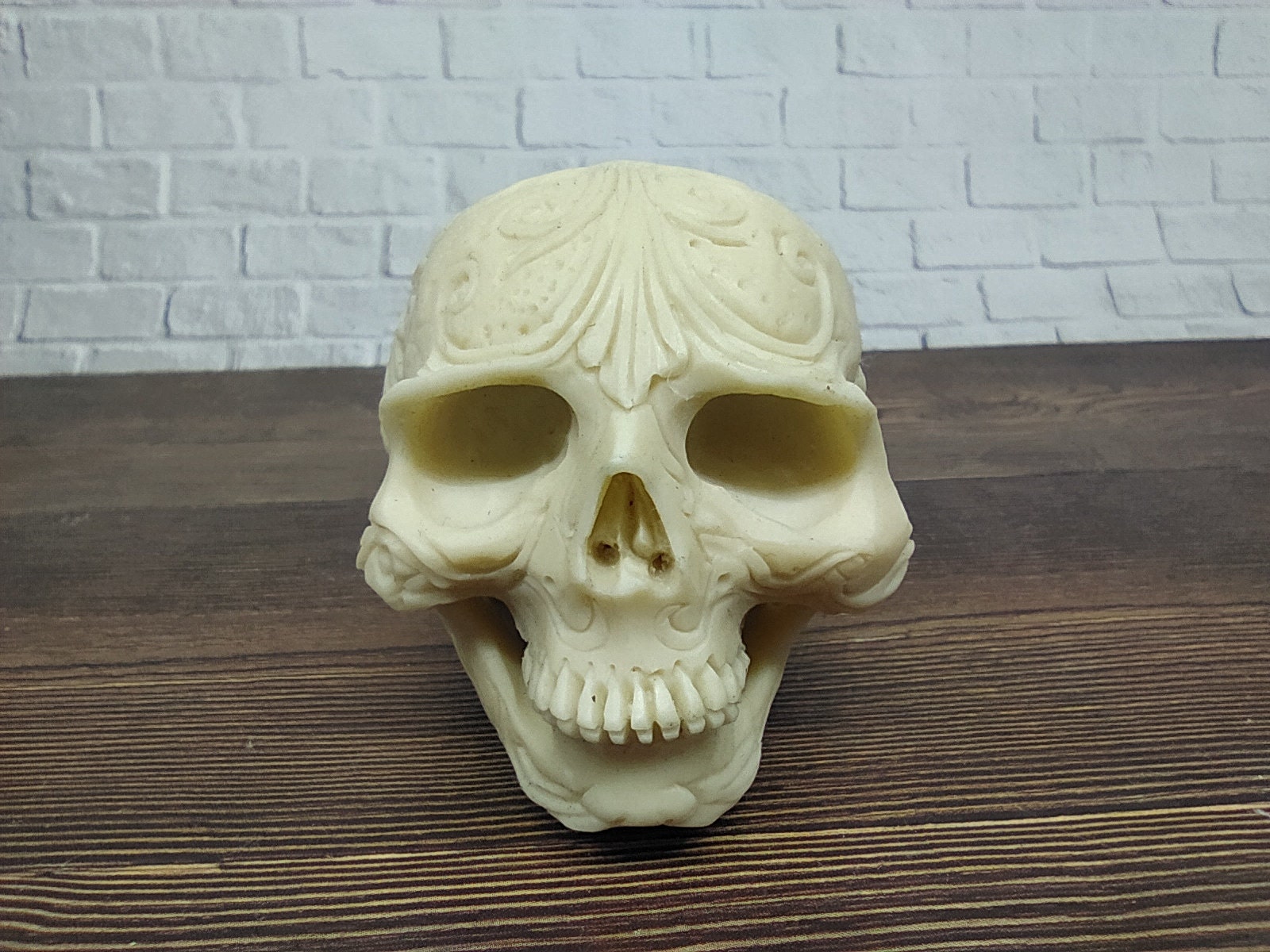 Tribal Flower Tibetian Tibetan Skull Skeleton Head Statue From | Etsy