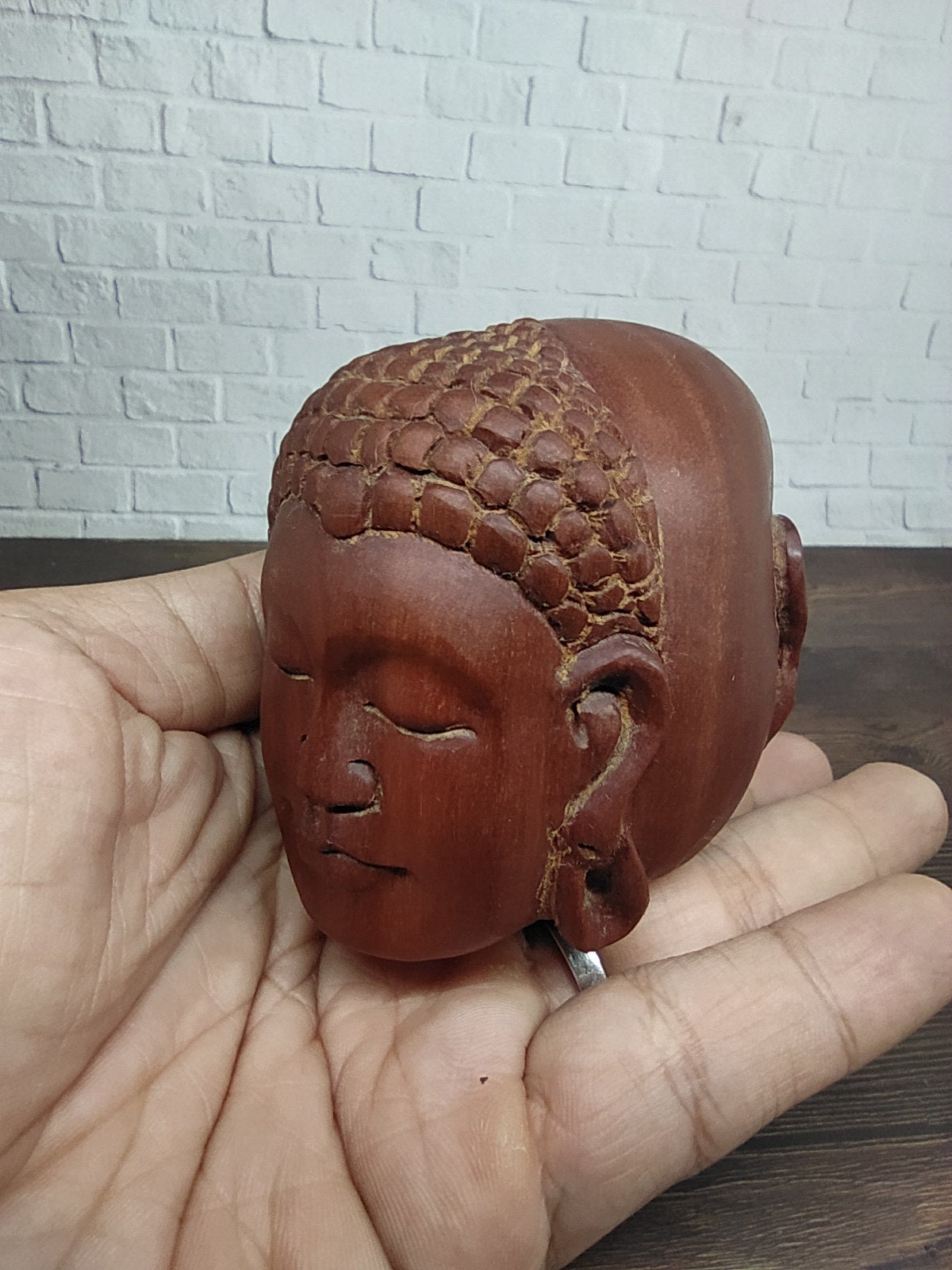 Monk Budha Buddha Head Statue From Wood Carved 85x70x56mm | Etsy