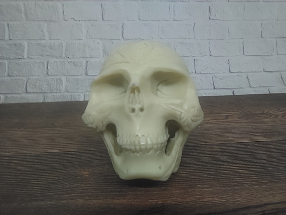 Tribal Flower Tibetian Tibetan Skull Skeleton Head Statue From | Etsy