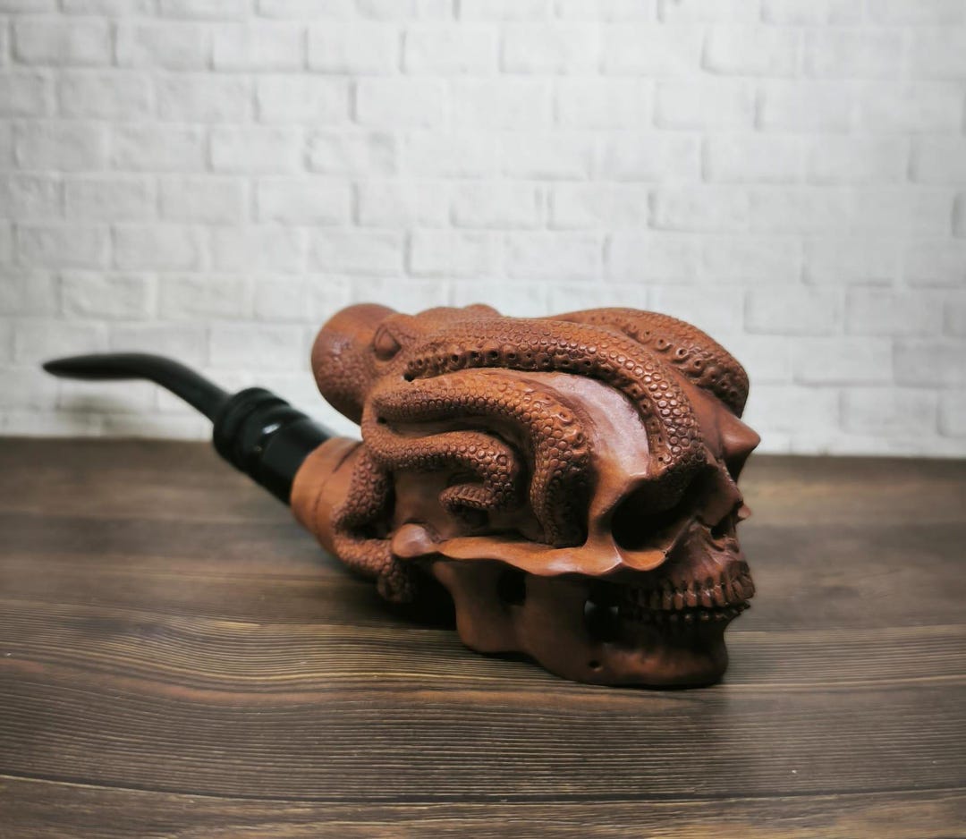 Octopus Kraken Skull Skeleton Head Tobacco Smoking Pipe From Sapodilla ...