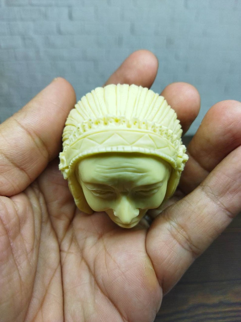 Indian Chief Head Statue From Billiard Cue Ball Hand Carved - Etsy