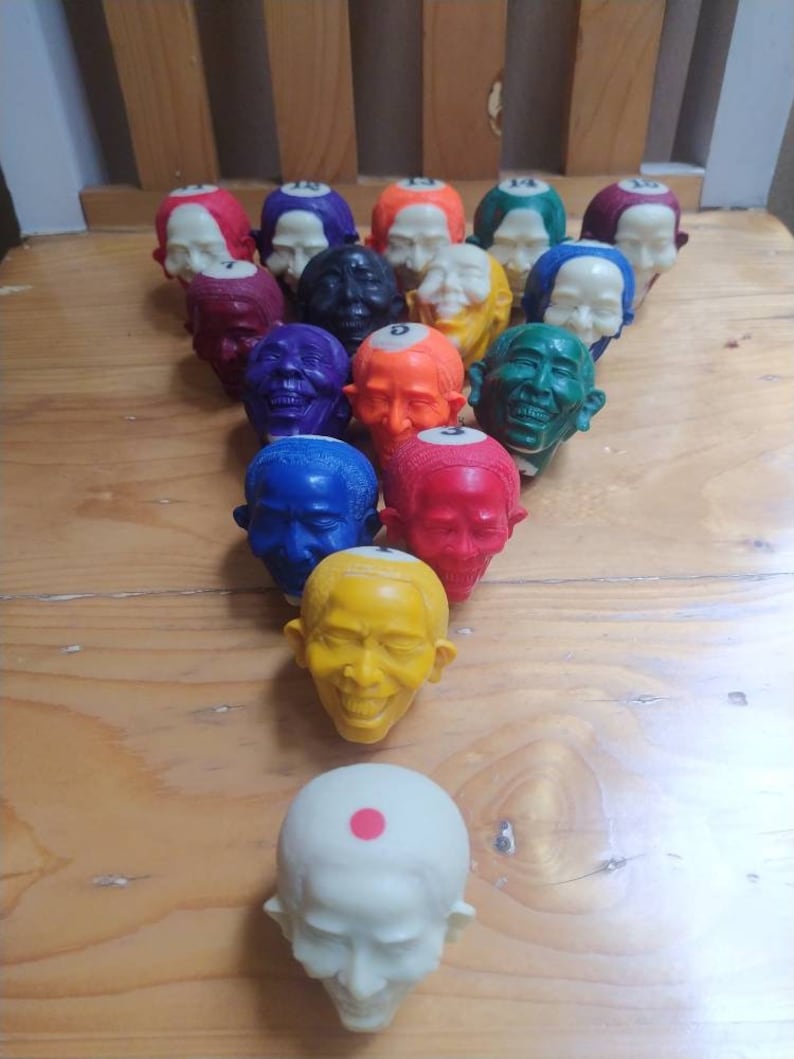 1 SET (16 Pcs) President Barack Barrack Obama Head From Billiard Ball ...
