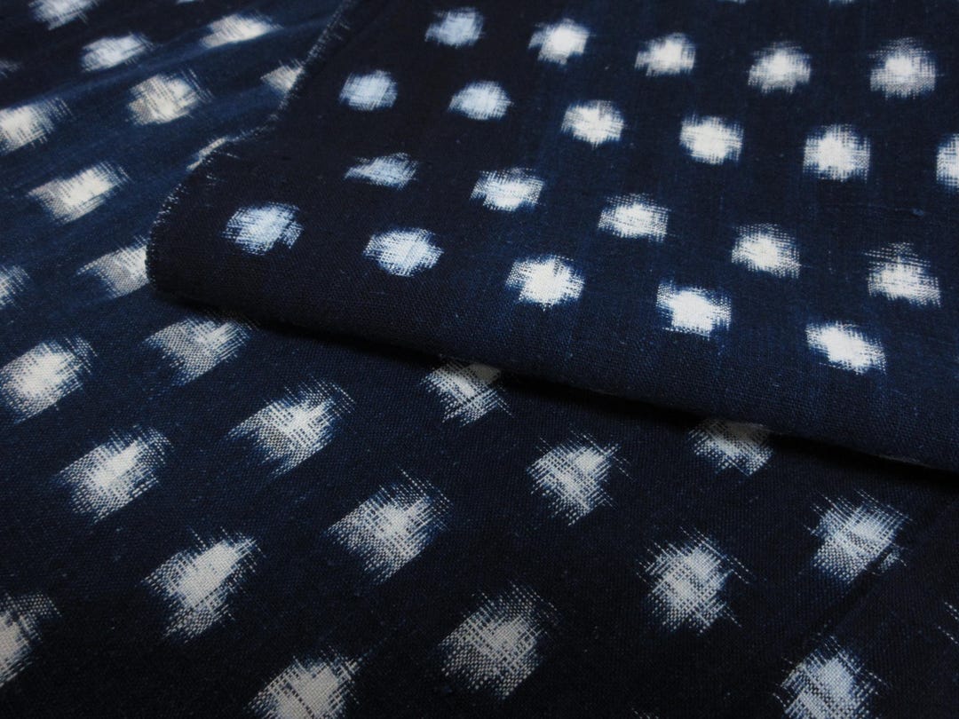 Vintage Japanese Indigo Fabric / Aizome / Yukinko-kasuri / Japanese ...