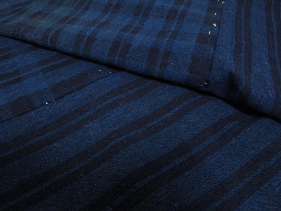 Vintage Japanese Indigo Fabric / Aizome / Shima / Stripe Design / No ...